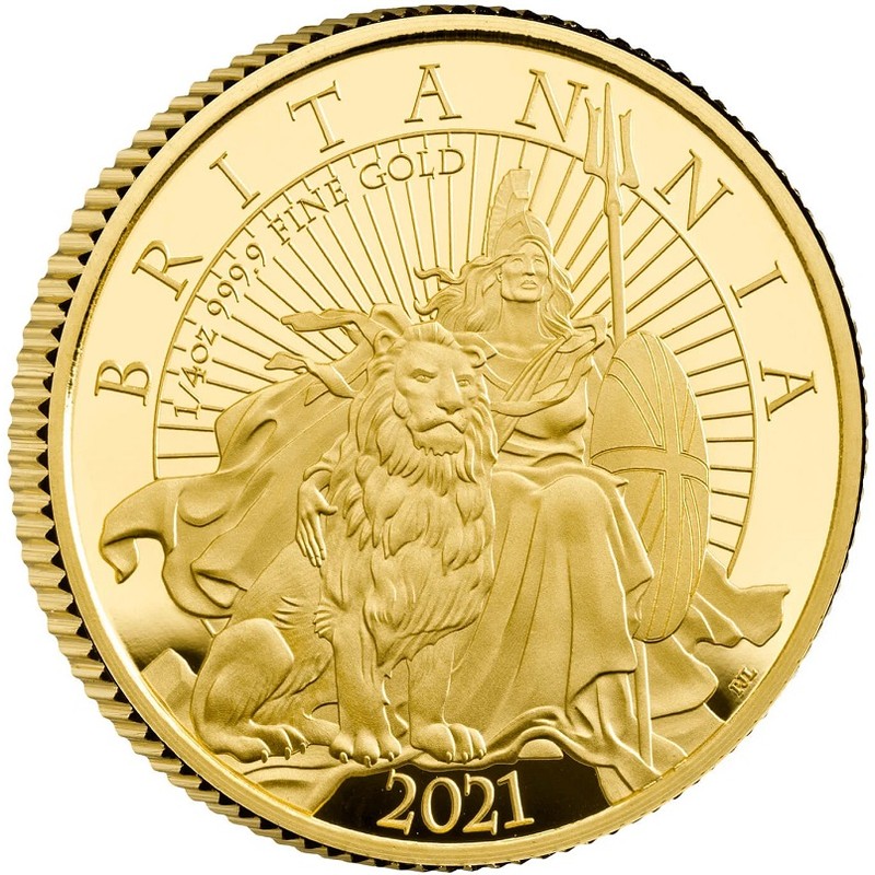 Золотая монета Великобритании "Британия" 2021 г.в. (пруф), 7.78 г ...